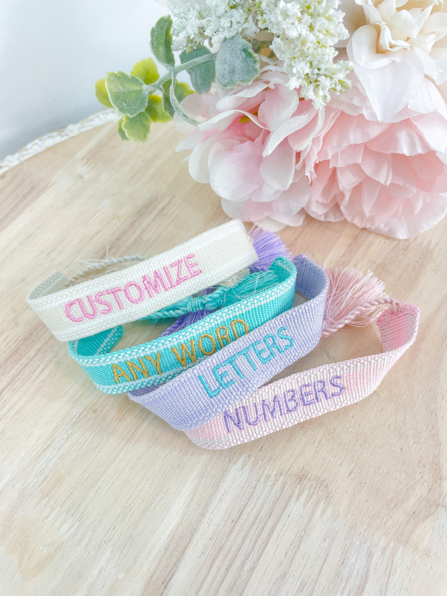 Embroidered Bracelet with Tassels