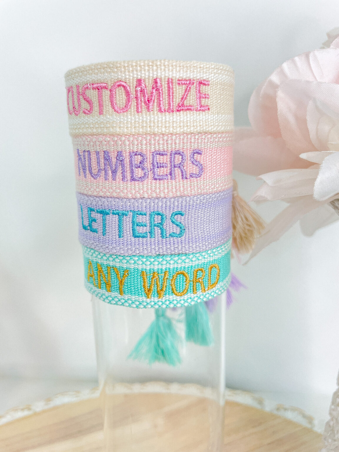 Embroidered Bracelet with Tassels