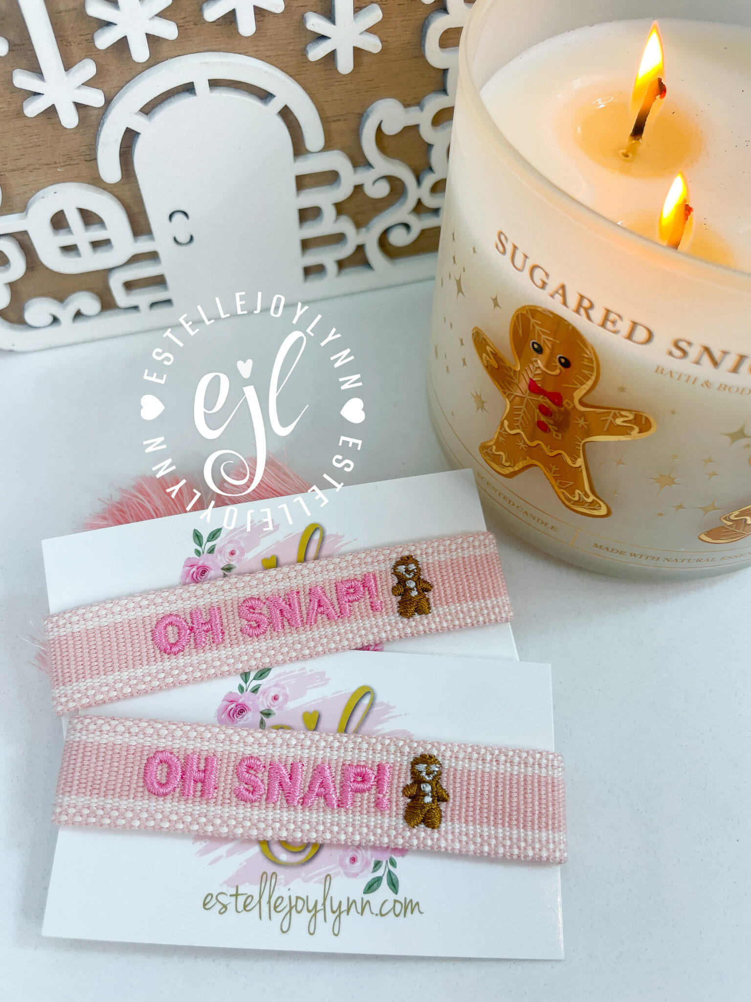 Gingerbread Man Oh Snap Holiday Embroidered Bracelet