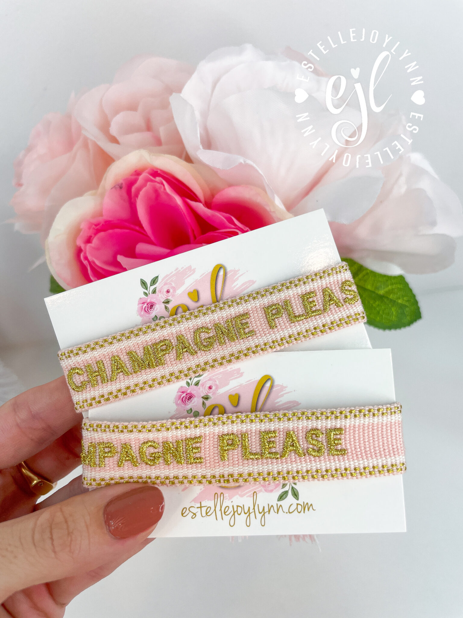 CHAMPAGNE PLEASE Embroidered Bracelet