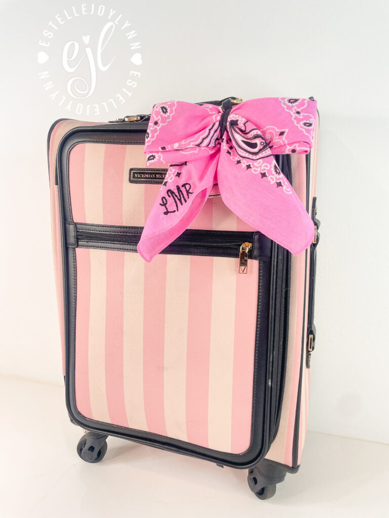 Monogram Bandana Bow Custom Embroidered Luggage Tag